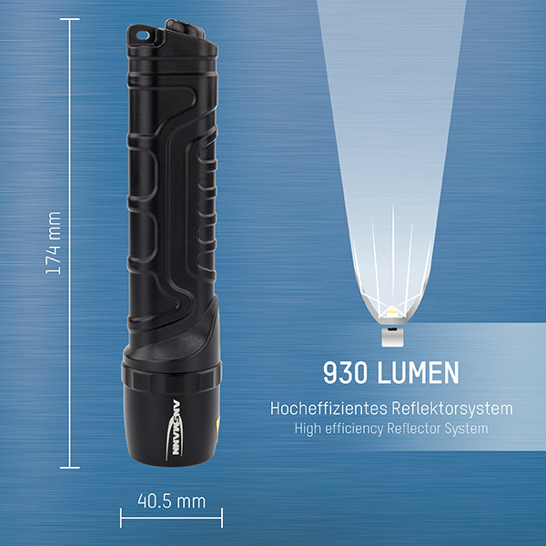 Ansmann zaklamp op batterijen | M900P | 4x AA | 930 lumen | IP67 | Zwart Ansmann 123led.nl